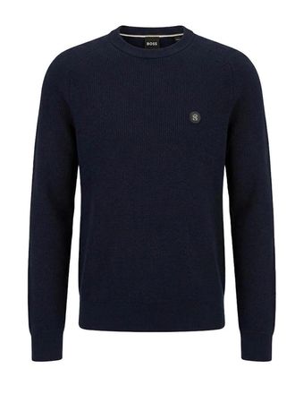 HUGO BOSS Rundhalspullover - Blau