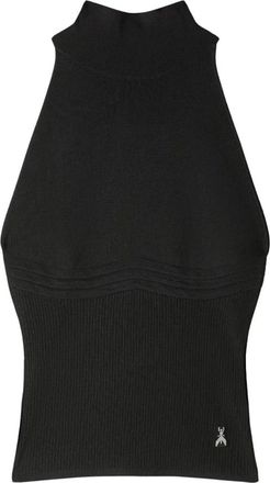 Patrizia Pepe Femme, Tops, Noir, Taille: 36 FR Top col roul&eacute; sans manches en maille