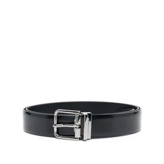 Dolce & Gabbana Homme, Accessoires, Noir, Taille: 125 CM Ceinture en cuir de veau brossé