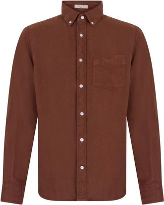 GANT Homme, Chemises, Brun, Taille: M Chemise en lin teinte en pi&egrave;ce coupe classique