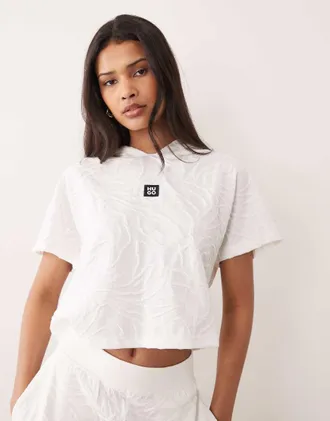 HUGO BOSS Loungewear - Oberteil in Wei&szlig; mit Kapuze, Kombiteil