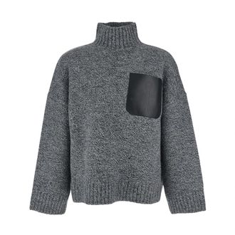 J.W.Anderson Leather Patch Pocket Sweater - - Knitwear - Herren - Grau - M