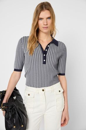 Gerard Darel Polo bicolore &agrave; manches courtes - JARELLE - Marine