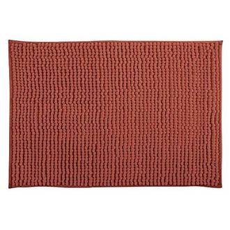 MSV Badteppich Badvorleger Duschvorleger Chenille Hochflor Badematte 40x60 cm - Terracotta Rot