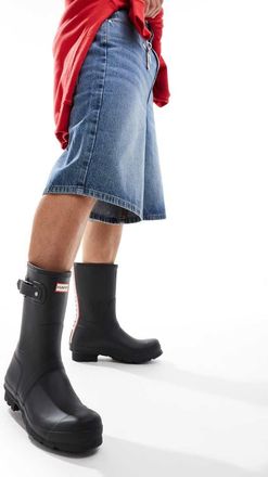 Hunter Bottines en caoutchouc authentiques avec logo tricolore &agrave; larri&egrave;re - Noir