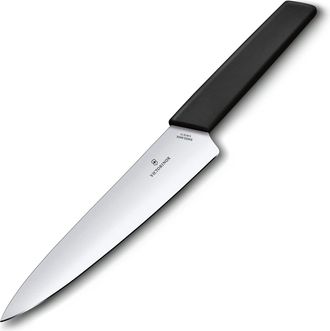 Victorinox by Swiss Army Swiss Modern Tranchiermesser f&uuml;r Fleisch, Gerader Schliff, 19 cm lange Klinge aus Edelstahl, Ergonomischer Kunststoffgriff, Schwarz