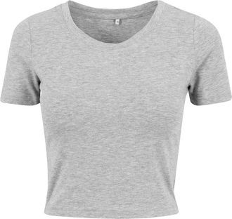 Build Your Brand Ladies Cropped Tee Damen T-Shirt Shirt Top Kurzarm kurz&auml;rmlig, Gr&ouml;&szlig;e:XL, Farbe:Grey