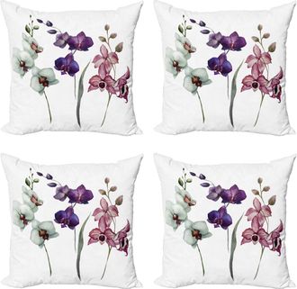 Abakuhaus Aquarell Dekokissen Kissenbezug 4er Pack, blühend Umwelt, Modern Accent Doppelseitiger Digitaldruck, 40 x 40 cm, Creme