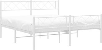 vidaXL Cadre de lit m&eacute;tal sans matelas et pied de lit blanc 140x190 cm Vidaxl