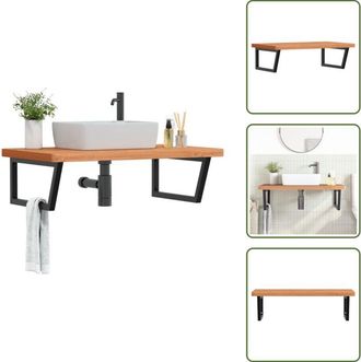 vidaXL Stahl Halterung - vidaXL Waschbeckenregal Wandmontage Stahl und Massivholz Buche - Trapezform