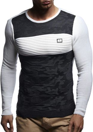 LEIF NELSON Strickpullover Herren Rundhals (Ecru, Gr&ouml;&szlig;e XL) - D&uuml;nner M&auml;nner Strick Pullover f&uuml;r Winter & Sommer - Coole Crewneck M&auml;nner Pullover