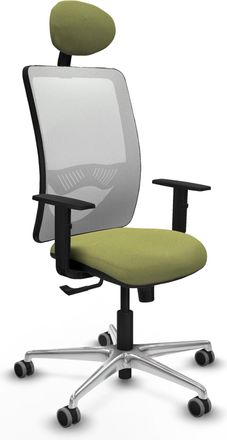 Piqueras y Crespo B&uuml;rostuhl Zulema mit 1D-Armen, h&ouml;henverstellbarer Lendenwirbelst&uuml;tze und festem Kopfteil, ausgestattet mit 3 Positionen und Schneidschaum, Wei&szlig;/Olivgr