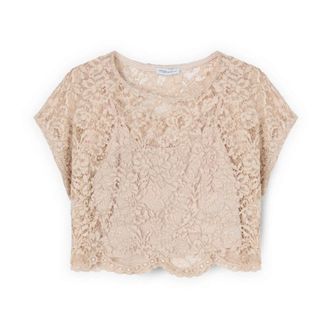 Motivi Femme, Blouses et Chemises, Beige, Taille: 40 FR Chemisier court en dentelle