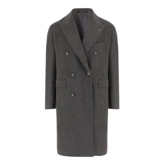Tagliatore Zweireihiger Wollmantel mit steigendem Revers - - Coats - Herren - Grau - L