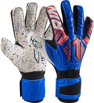 Rinat Egotiko Torwarthandschuhe Vengador Turf Pro Keeper Series - flacher Schnitt, Latex-Handfläche, geprägte Rückhand, Pro Fit (R.Blue, 7)