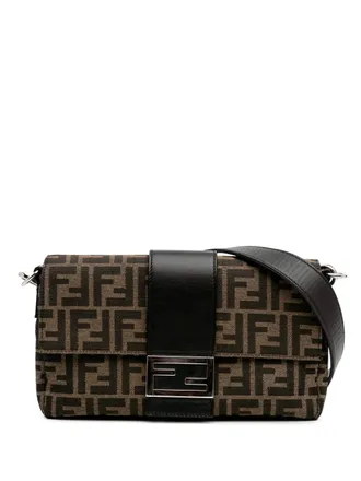Fendi sacoche Zucca Canvas Convertible Baguette (2010-2025) - Marron