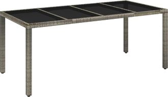 Generic Gartentisch mit Glasplatte, Terrassentisch, Tisch Esstisch, Balkontisch, Partytisch, Gartenmöbel, Poly Rattan(Grau 90x90x75cm) (190 x 90 x 75 cm)