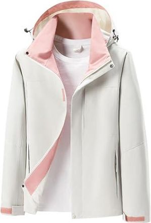 Generic Vestes pour femmes 2026 &agrave; la mode, d&eacute;contract&eacute;es, couleur unie, costume dalpinisme en plein air, veste coupe-vent, blanc, 4XL