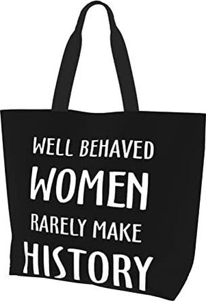 AOOEDM Les femmes bien comport&eacute;es font rarement lhistoire Sac &agrave; provisions r&eacute;utilisable en toile pour dames