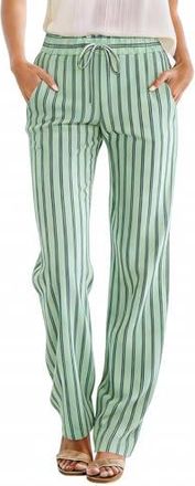 Generic Pantalon Palazzo &agrave; jambe large pour femme - Taille haute - Jambe droite ray&eacute;e - Pantalon d&eacute;t&eacute; l&eacute;ger et ample - Pantalon de travail d&eacute;contract&eacute; - Pour 