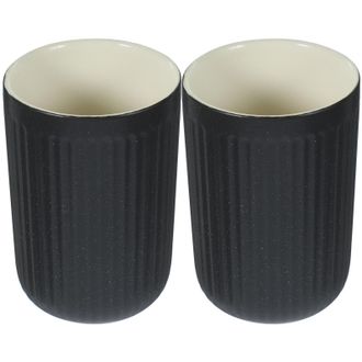 BESPORTBLE EPIGEIST 2 St&uuml;ck Zahnb&uuml;rstenbecher Aus Keramik 300ml Bruchfester Badezimmerbecher Mit Retro Optik Und Gerillter Oberfl&auml;che Mundsp&uuml;lbecher Aufbewahrung