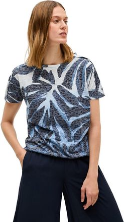 Cecil Damen 3227074 Ausbrenner-Shirt mit Muster, urban Dark Blue, X-Large