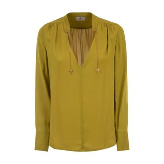 Elisabetta Franchi V-Ausschnitt Bluse mit Kettendetail - - Blouses & Shirts - Damen - Gelb - XS