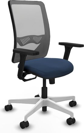 Piqueras y Crespo B&uuml;rostuhl mit Lendenwirbelst&uuml;tze Zulema mit 3D-Armlehnen, ausgestattet mit 3-fach verstellbarem Schaumstoff und Rollen, 65 mm Nylon, Grau/Marineblau