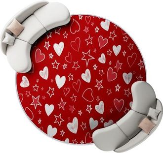 Generic Tapis Lavable et Antid&eacute;rapant Rouge pour Salon Salle &agrave; Manger Chambre Adulte et Ado Cuisine - Tapis Motif Romantique Dessin Anim&eacute; Coeur &Eacute;toiles, Poil 