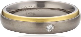 Boccia Damen-Ring Titan teilvergoldet Diamant (0.03 ct) Brillantschliff wei&szlig; Gr. 55 (17.5) - 0130-1255