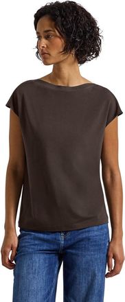 Street One Damen 3222957 U-Boot Shirt mit Rippdetail, deep Roast Brown, 42