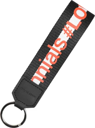 Dolce & Gabbana Unisex Black Logo Polyester Silver Brass Holder Keychain Keyring Pvc Accessory
