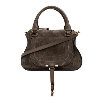 Chlo&eacute; Marcie M Suede Bag - Femme - Sacs - Gris - Taille: ONE Size