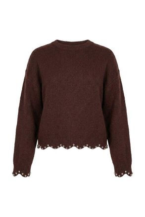 STUDIO UNTOLD Strickpullover Pullover Straight Shape Perlennieten