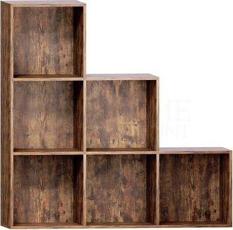 Home Discount Durham 6 Würfel Bücherregal Treppenregal Holz Display Lagerregal Stehendes Regal, Dunkelholz-ohne-Körbe