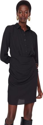 Trendyol Damen Shirt Collar Dress, Schwarz, 38 EU