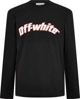 Off-white Off White - T-Shirt f&uuml;r Herren, Rundhalsausschnitt, Lang&auml;rmlig (Schwarz)