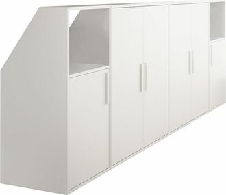 Vente-Unique Schrank unter Dachschr&auml;ge mit 6 T&uuml;ren & 2 Ablagen - Wei&szlig; - ADEZIO