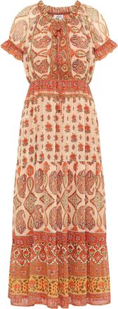 Usha Maxikleid mit Allover-Print Damen Orange Mehrfarbig