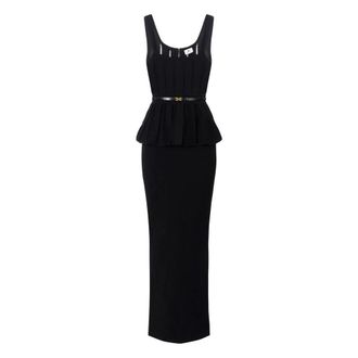 Elisabetta Franchi Femme, Robes, Noir, Taille: 36 FR Robe Tricot Red Carpet avec Basques