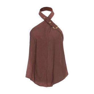 Pinko Seiden Halter Neck Top - - Tops - Damen - Braun - M