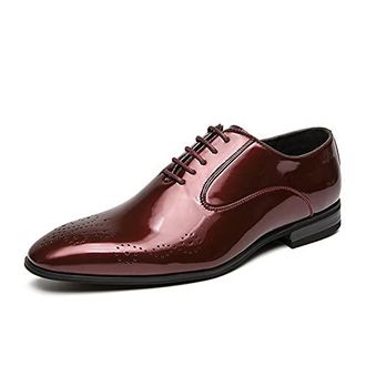 Generic Chaussures habill&eacute;es for Hommes, &agrave; Lacets, Richelieu, Bout carr&eacute;, en Cuir PU, r&eacute;sistantes, antid&eacute;rapantes, for Mariage(Rouge,42 EU)