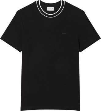 Lacoste Homme, Tops, Noir, Taille: L T-Shirt &agrave; Col Ray&eacute; en Piqu&eacute; Stretch