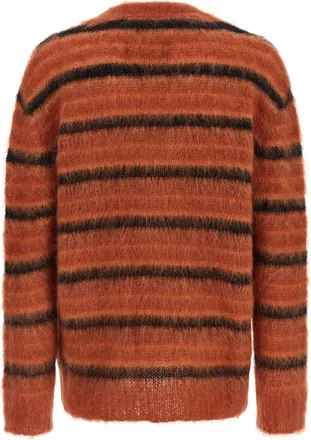 Marni Brushed Striped Mohair Cardigan - Rust