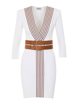 Elisabetta Franchi Robe Au Genou - Blanc