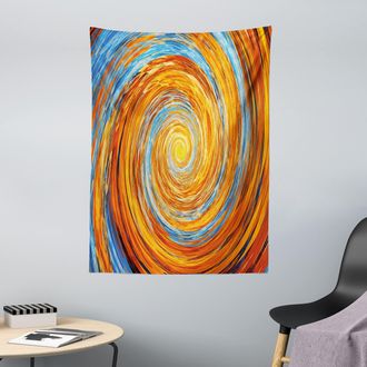 Abakuhaus Fraktal Wandteppich, Bunte Hippie-Art aus Weiches Mikrofaser Stoff Waschbar ohne Verblassen Digitaldruck, 110 x 150 cm,Orange Blue