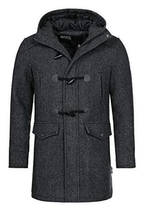 Indicode Hommes Liam Coat | Manteau dhiver duffle-coat Black Mix XXL