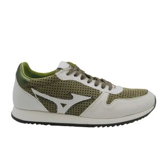 Mizuno Gr&uuml;ne leichte Leder- und Leinwand-Sneakers - - Shoes - Herren - Gr&uuml;n - 42 1/2 EU