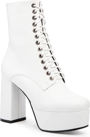 Lamoda Damen Trample Lace Up Ankle Boot, White Pu, 36 EU