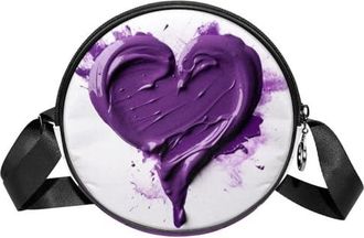 Generic Sac &agrave; bandouli&egrave;re Circle pour femme, petit sac &agrave; bandouli&egrave;re violet avec fermeture &eacute;clair, bretelles r&eacute;glables, sac &agrave; main rond d&eacute;contract&eacute; pour femme